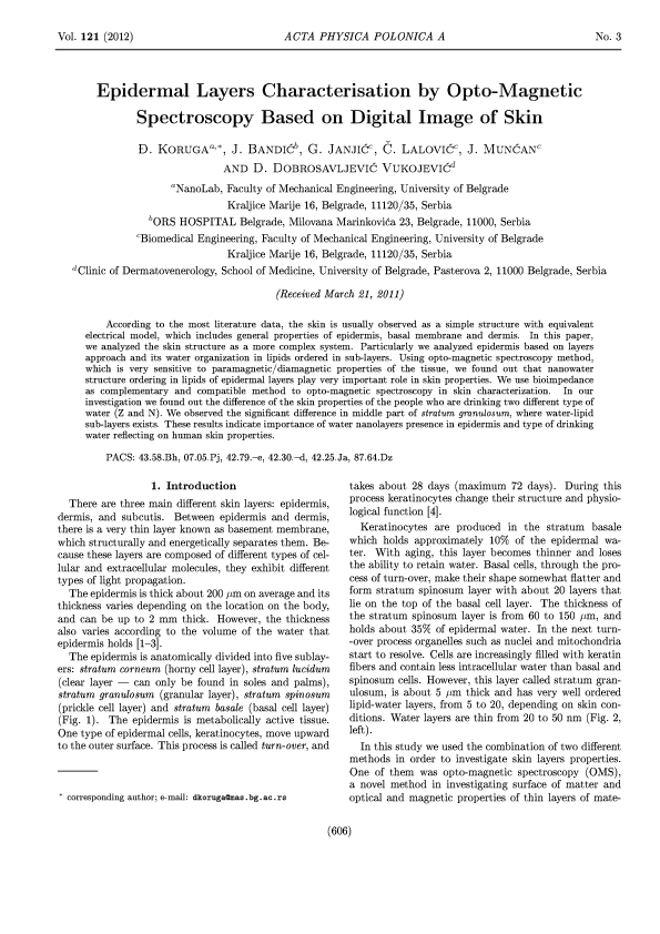 (PDF) Epidermal Layers Characterisation by Opto-Magnetic Spectroscopy ...
