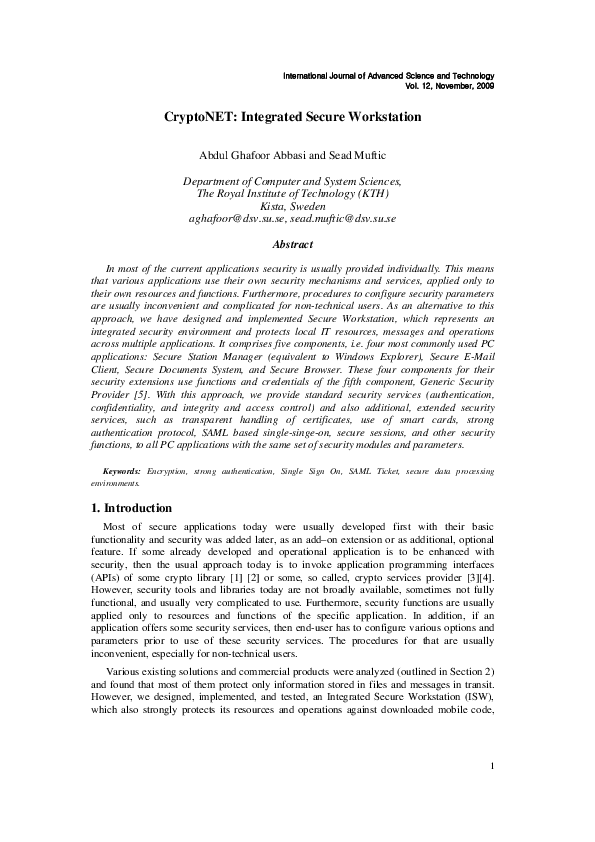 (PDF) CryptoNET: Integrated Secure Workstation
