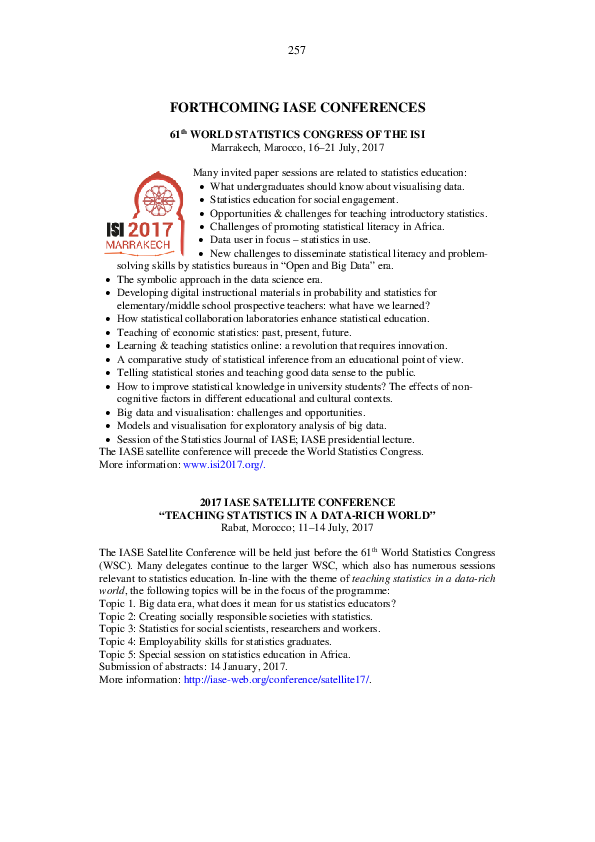 (PDF) Forthcoming Iase Conferences