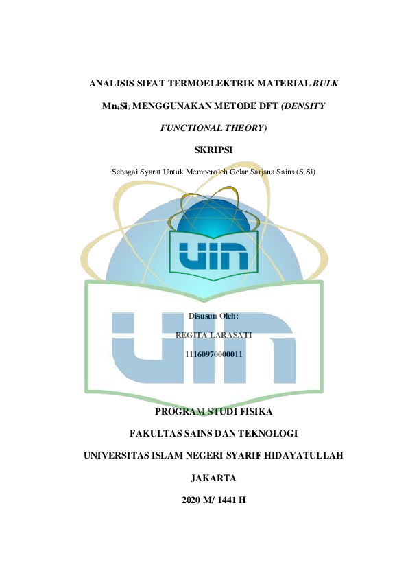 (PDF) Analisis sifat termoelektrik material bulk mn4si7 menggunakan ...