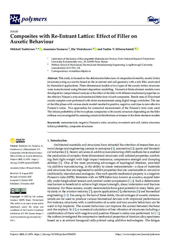 (PDF) Composites with Re-Entrant Lattice: Effect of Filler on Auxetic ...