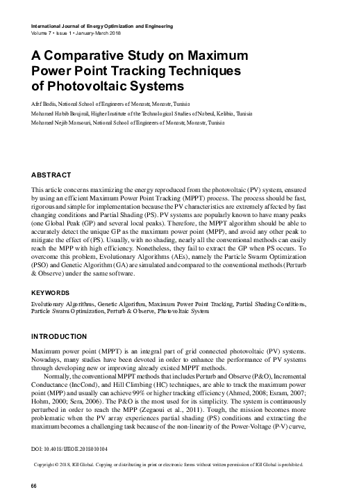 (PDF) A Comparative Study on Maximum Power Point Tracking Techniques of Photovoltaic Systems ...