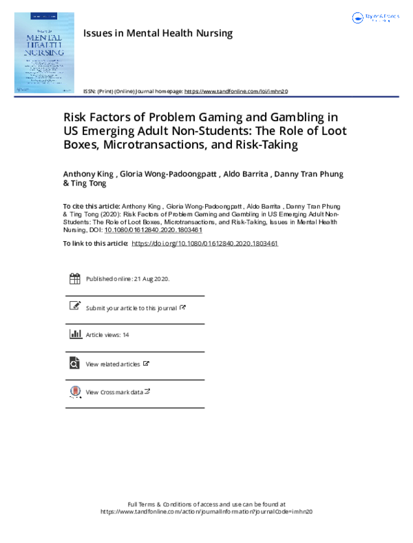 (PDF) Risk Factors of Problem Gaming and Gambling in US Emerging Adult ...