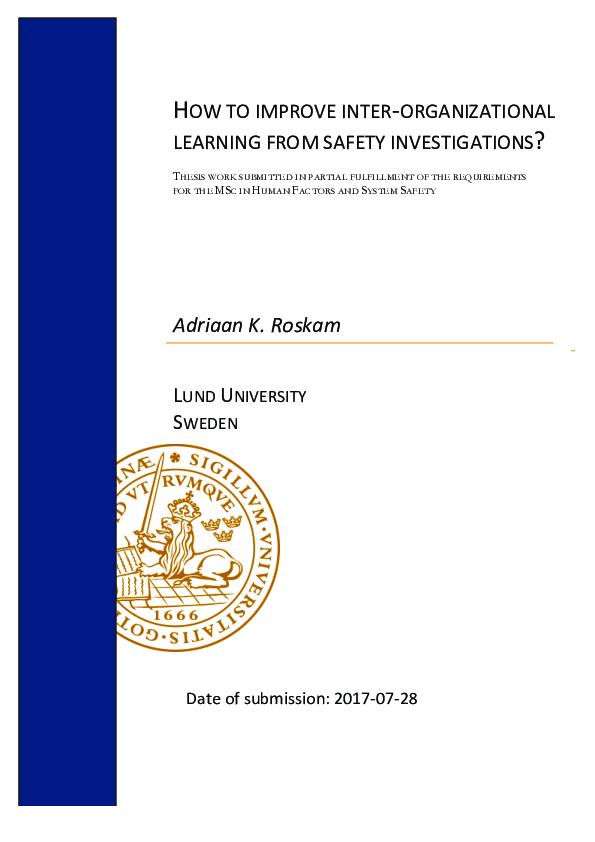 (PDF) How to improve inter-organizational learning from safety ...