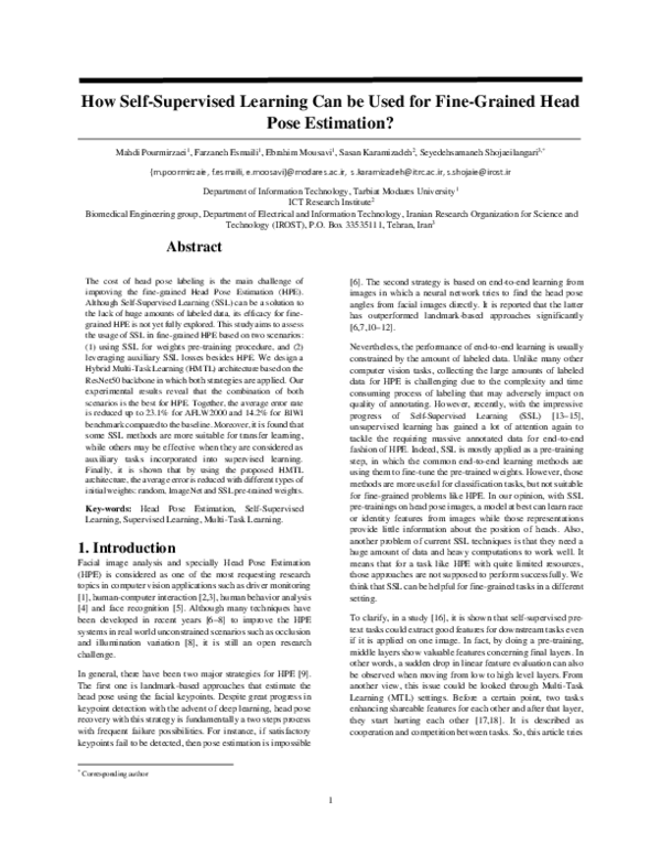 (PDF) How Self-Supervised Learning Can be Used for Fine-Grained Head Pose Estimation?