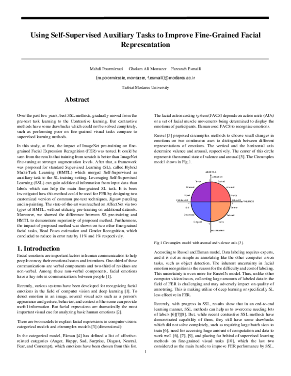Using Self-Supervised Auxiliary Tasks to Improve Fine-Grained Facial Representation