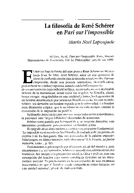 (PDF) La filosofia de rene scherer en pari sur l'impossible. Scherer r ...