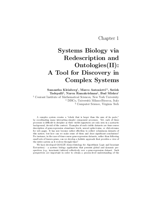 (PDF) GOALIE: A Tool for Dynamic Systems Biology