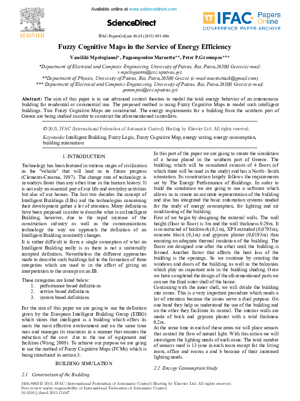(PDF) Fuzzy Cognitive Maps in the Service of Energy Efficiency | Peter Groumpos - Academia.edu