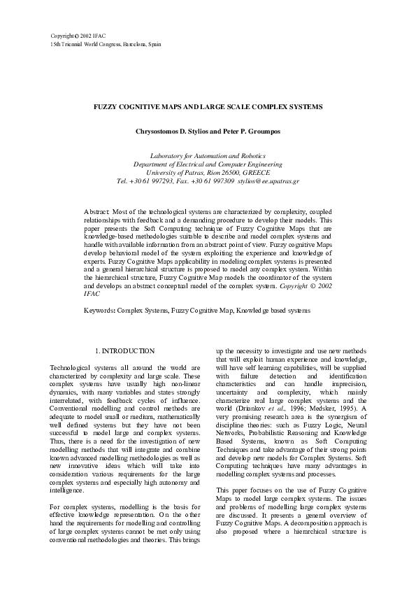 (PDF) Fuzzy Cognitive Maps Model for Large Scale Complex Systems