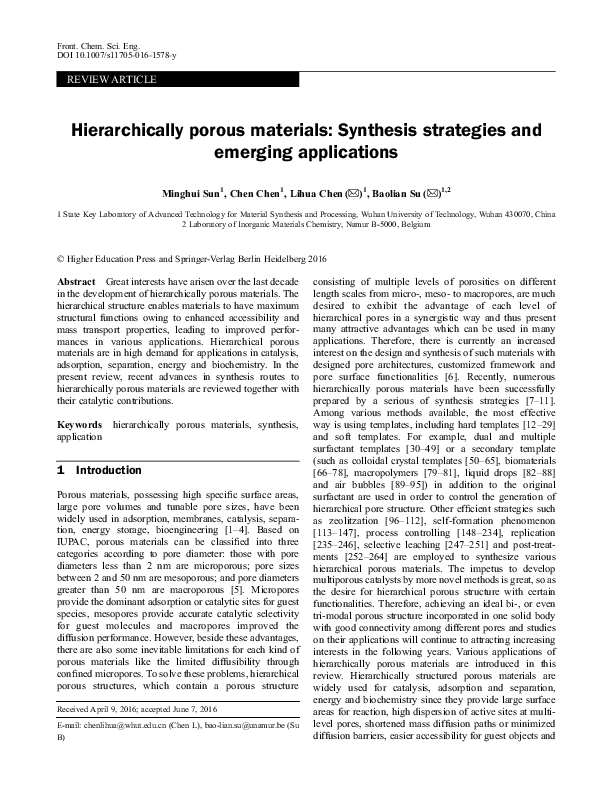 (PDF) Hierarchically porous materials: Synthesis strategies and ...