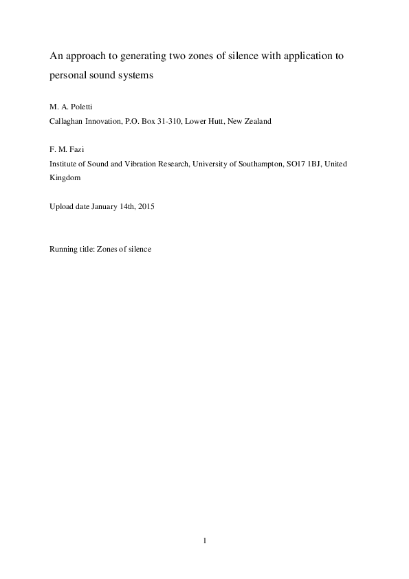(PDF) An approach to generating two zones of silence with application ...