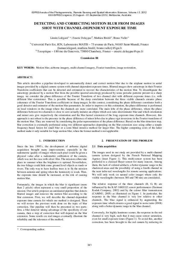 (PDF) Detecting and Correcting Motion Blur from Images Shot with Channel-Dependent Exposure Time ...