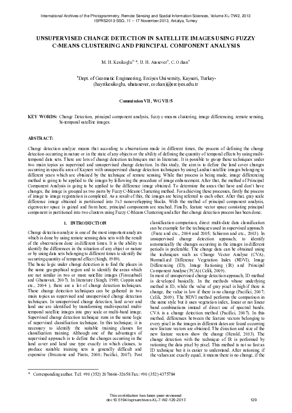 (PDF) Unsupervised change detection in satellite images using fuzzy c-means clustering and ...