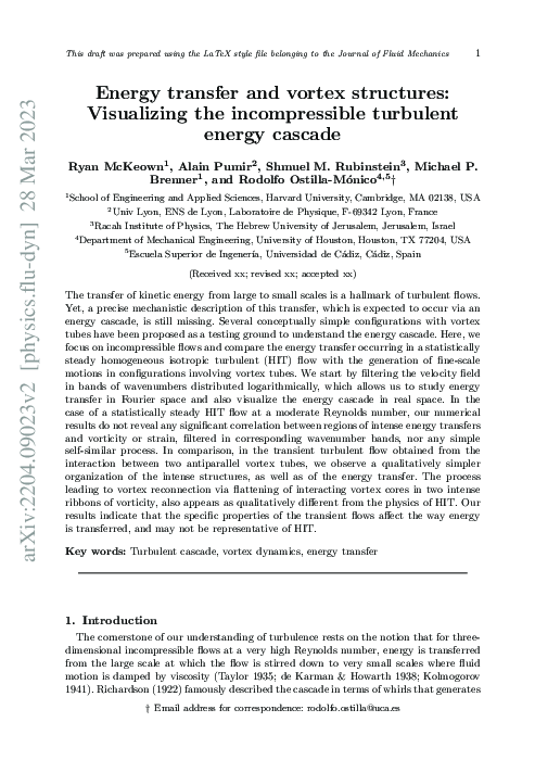 (PDF) Energy transfer and vortex structures: Visualizing the incompressible turbulent energy cascade
