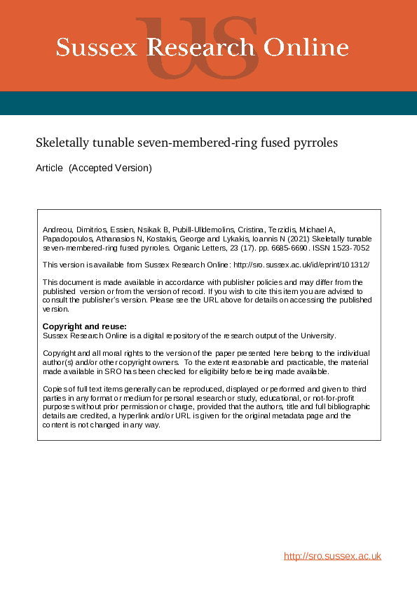(PDF) Skeletally Tunable Seven-Membered-Ring Fused Pyrroles