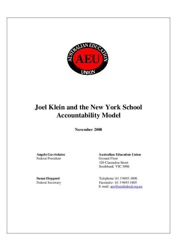 (PDF) Joel Klein and the New York School accountability model