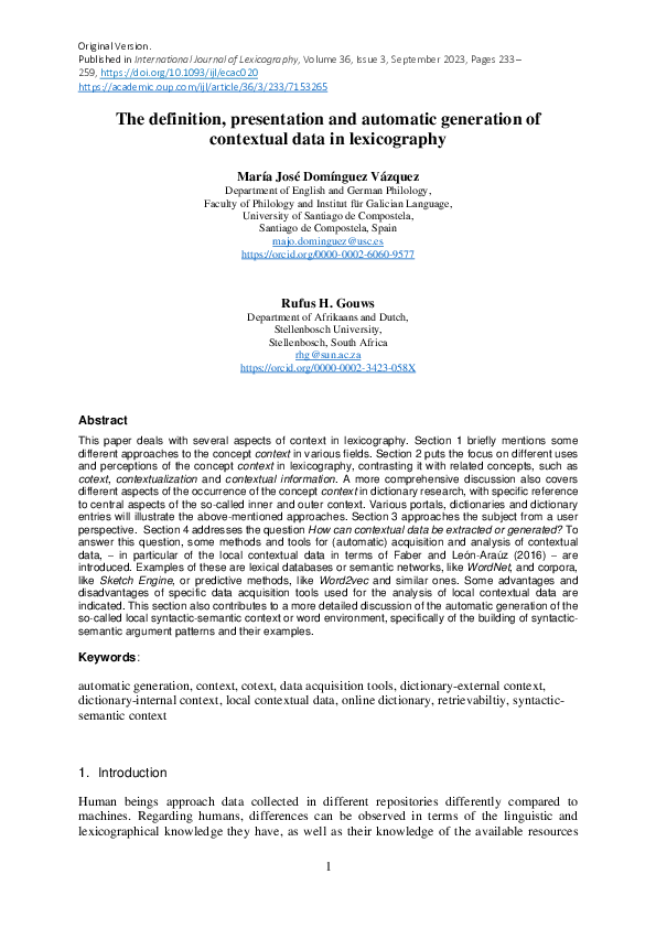 (PDF) The Definition, Presentation and Automatic Generation of ...