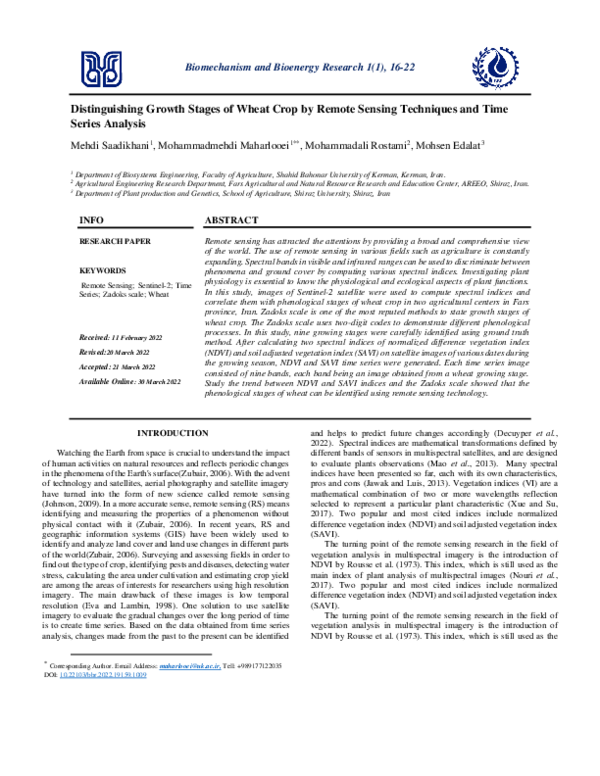 (PDF) Distinguishing Growth Stages of Wheat Crop by Remote Sensing ...