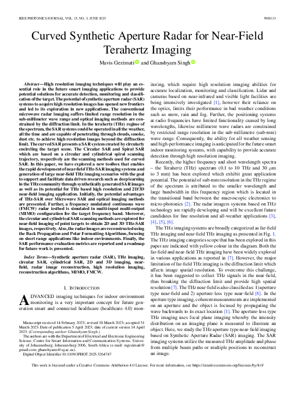 (PDF) Curved Synthetic Aperture Radar for Near-Field Terahertz Imaging