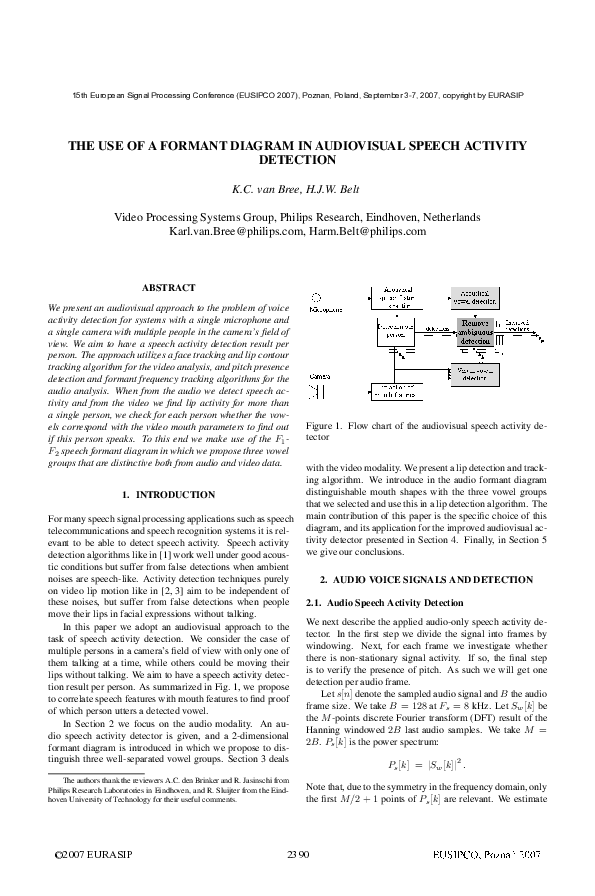 (PDF) The use of a formant diagram in audiovisual speech activity detection | Karl van Bree ...