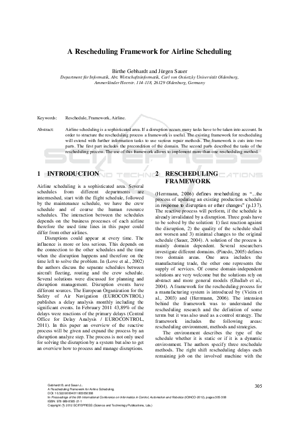 (PDF) A Rescheduling Framework for Airline Scheduling