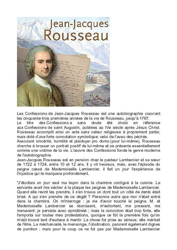 (PDF) Explication et commentaire d'un texte de Rousseau extrait des ...