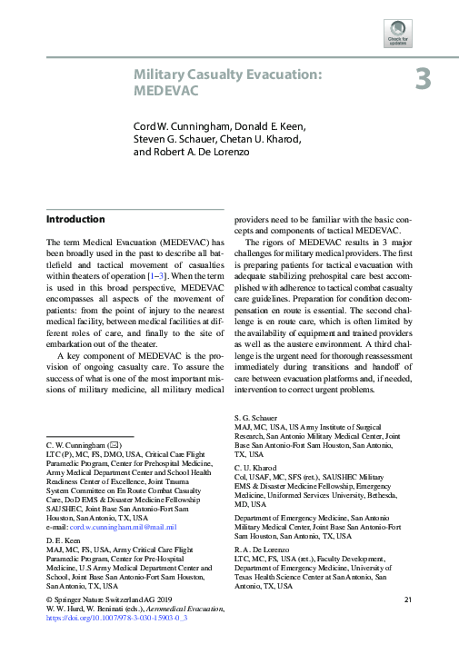 (PDF) Military Casualty Evacuation: MEDEVAC