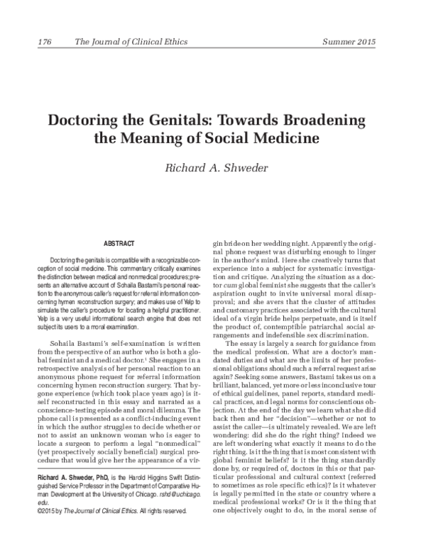 (PDF) Doctoring the Genitals: Towards Broadening the Meaning of Social ...