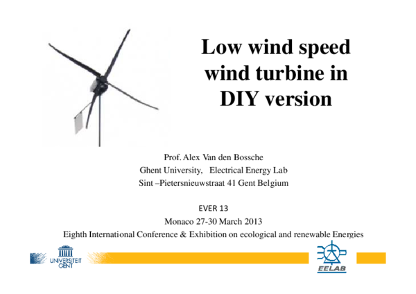(PDF) Low wind speed wind turbine in DIY version | Alex Van den Bossche ...