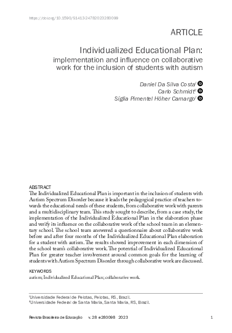 (PDF) Individualized Educational Plan: implementation and influence on ...