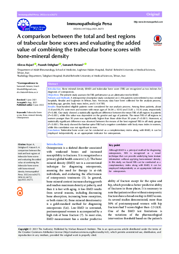 (PDF) A comparison between the total and best regions of trabecular ...