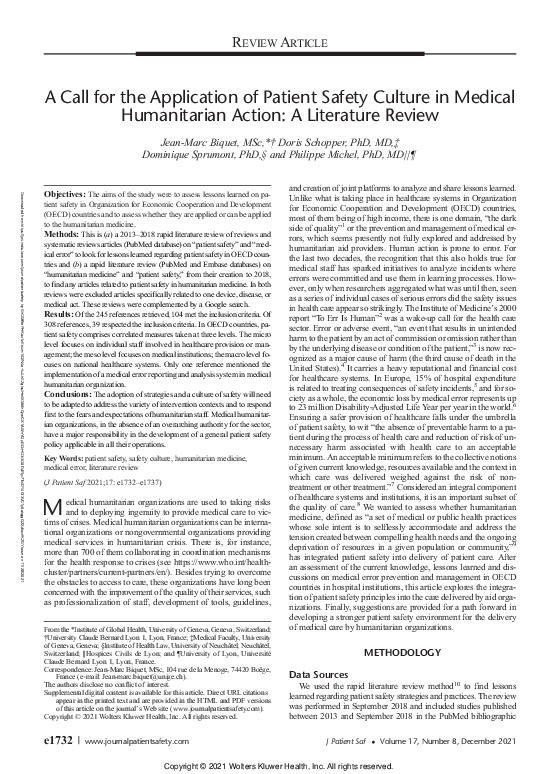 (PDF) A Call for the Application of Patient Safety Culture in Medical ...