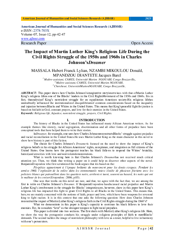 (PDF) The Impact of Martin Luther King's Religious Life During the ...
