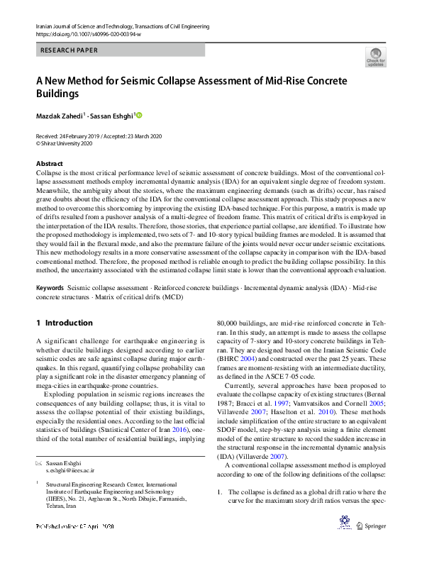 (PDF) A New Method for Seismic Collapse Assessment of Mid-Rise Concrete ...