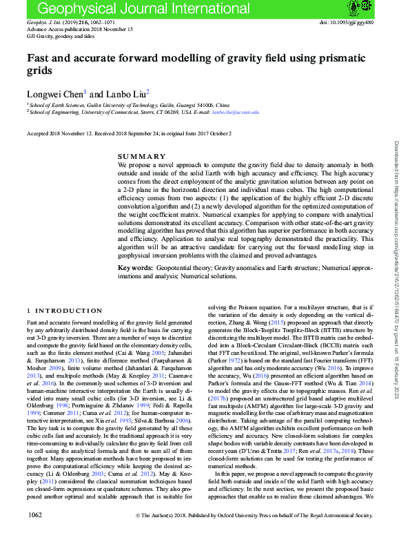Pdf Fast And Accurate Forward Modelling Of Gravity Field Using