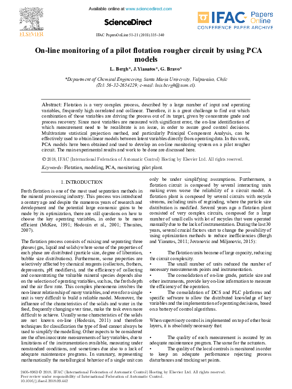 (PDF) PCA-Based Online Monitoring of Flotation Circuits