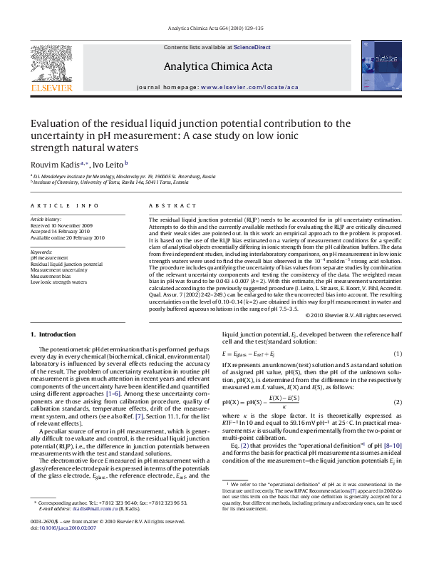 (PDF) Evaluation of the residual liquid junction potential contribution ...