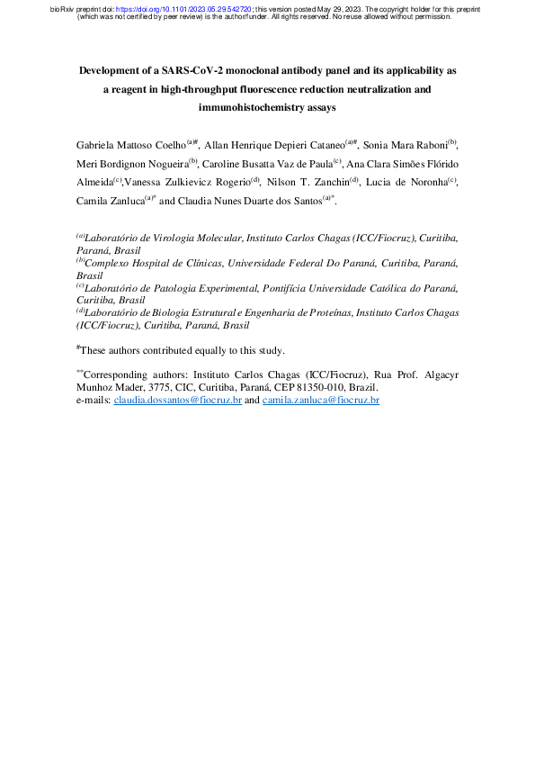 (PDF) Development of a SARS-CoV-2 monoclonal antibody panel and its ...