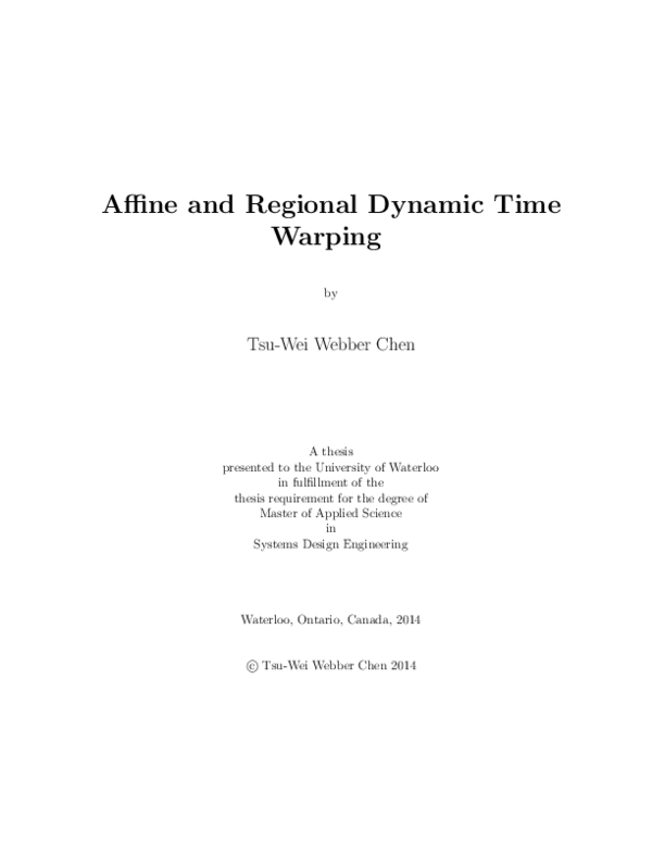 (PDF) Affine and Regional Dynamic Time Warping