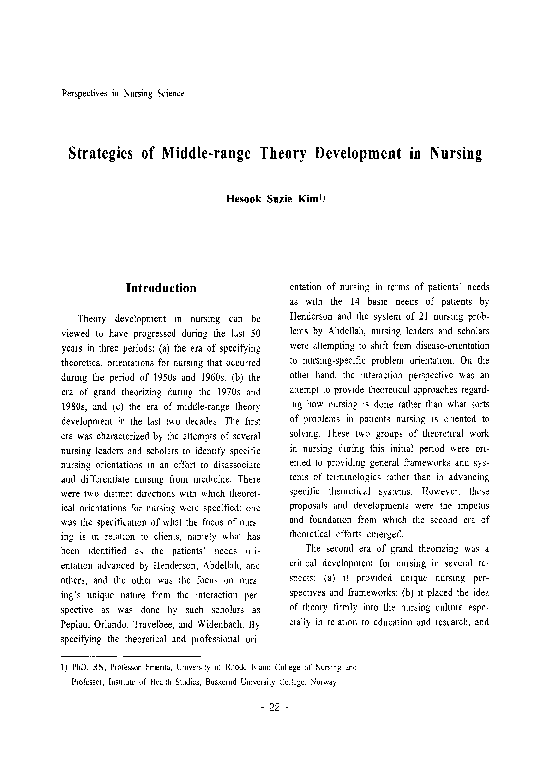 (PDF) Strategies of Middle-range Theory Development in Nursing