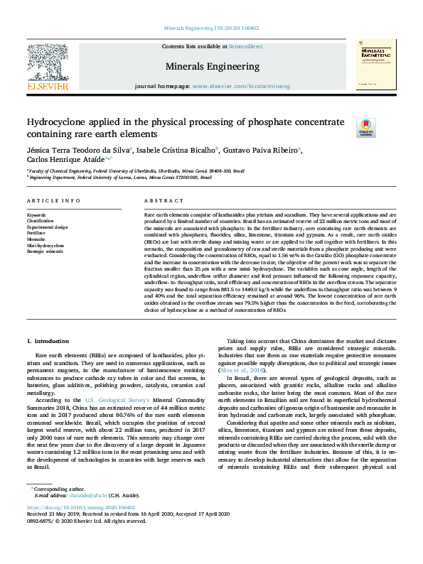 (PDF) Hydrocyclone applied in the physical processing of phosphate ...