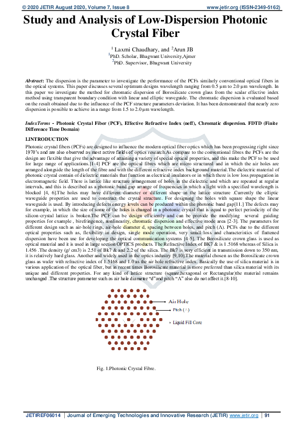(PDF) Study and Analysis of Low-Dispersion Photonic Crystal Fiber