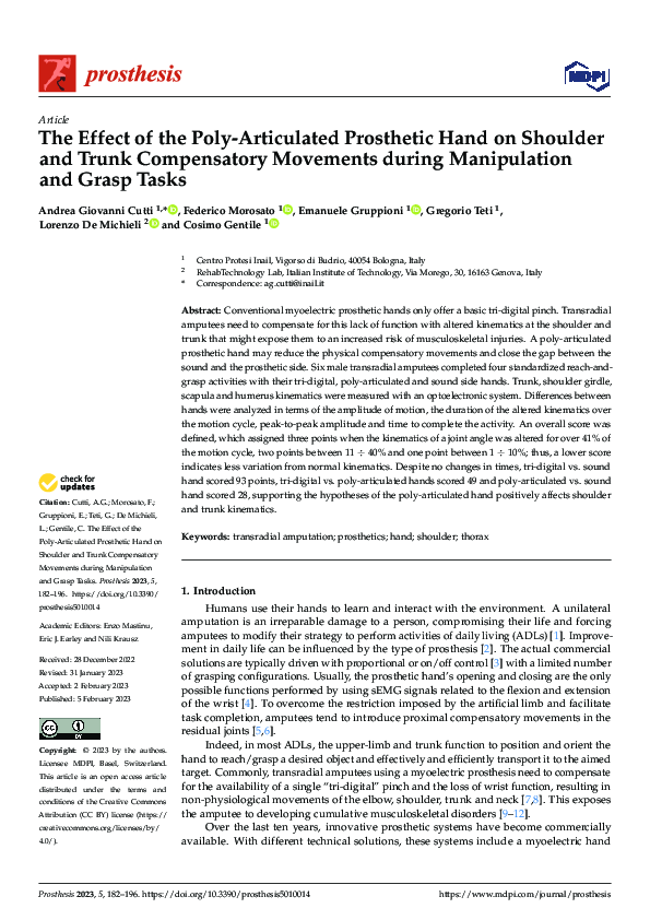 (PDF) The Effect of the Poly-Articulated Prosthetic Hand on Shoulder ...
