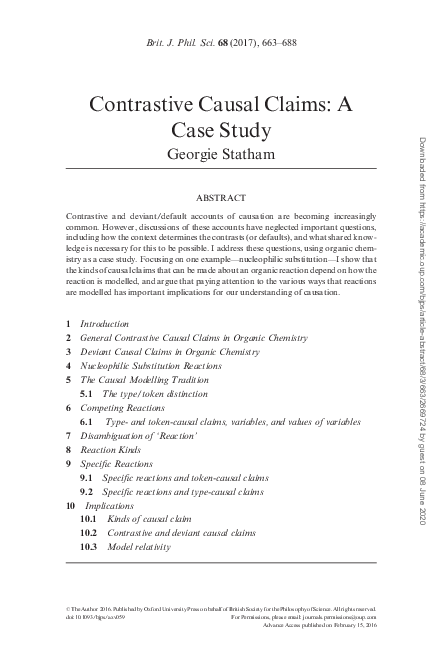 (PDF) Contrastive Causal Claims: A Case Study
