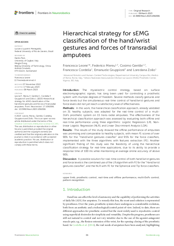 (PDF) Hierarchical strategy for sEMG classification of the hand/wrist ...