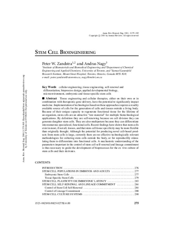 (PDF) Stem Cell Bioengineering