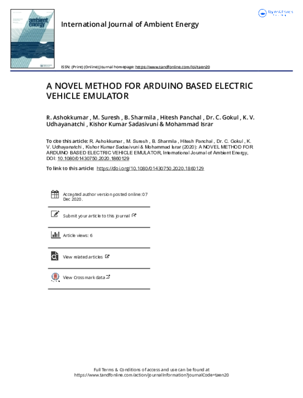 (PDF) A novel method for Arduino based electric vehicle emulator (PDF) A novel method for Arduino based electric vehicle emulator
