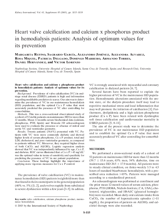 (PDF) Heart valve calcification and calcium x phosphorus product in ...