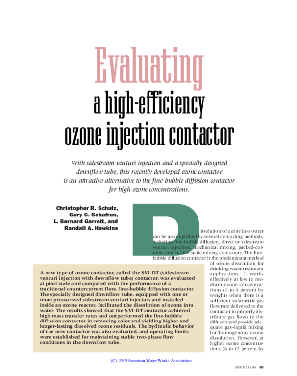 (PDF) Evaluating a high-efficiency ozone injection contactor
